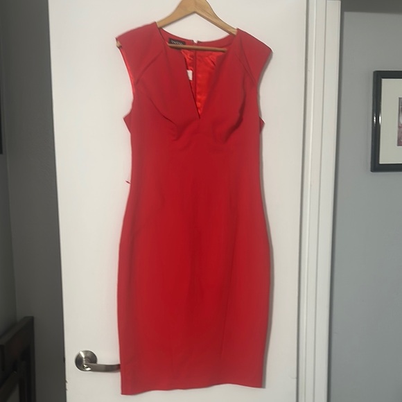 bebe | Dresses | Bebe Red Plunge Sheath Midi Dress | Poshmark